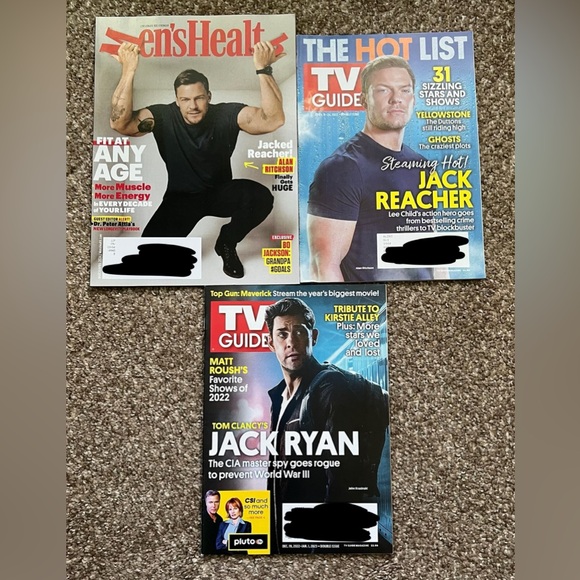 TV Guide | Other | Lot Of 3 Male Actor Magazines Alan Ritchson John ...